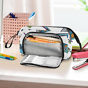 Yasala Pencil Case Skateboard Cool Pen Pouch Holder Art Kits Storage Bag Cosmetic Organizer Carrying Case for Office Supplies Travel Bag for Makeup Large Stationary Bag with Handle