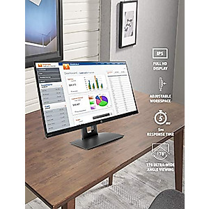 HP VH240a 23.8-Inch Full HD 1080p IPS LED Monitor with Built-In Speakers and VESA Mounting, Rotating Portrait & Landscape, Tilt, and HDMI & VGA Ports (1KL30AA) - Black