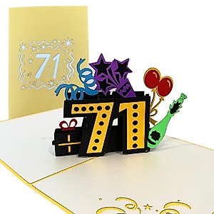 ALPHAK Happy 71st Birthday 3D Pop Up Card, Birthday 3D Greeting Card, 71st Birthday Gifts