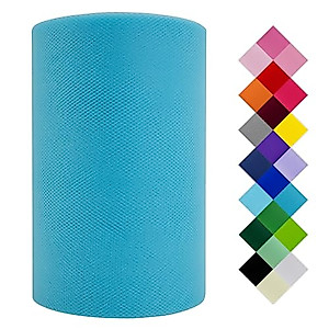 Tulle Fabric Roll | 6” by 100 Yards | Polyester Spool for Crafts Decorations Tutu Weddings Costumes Skirts Parties Gift Bow and More – by Craft Forge (Turquoise)