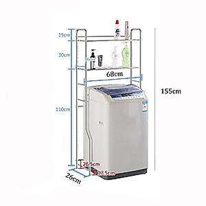 BKGDO Washer Storage Frames Floor Standing for Over Toilet,Multi-Purpose Multi-Layer Washinghine Shelf,Stainless Steel Washinghine Shelf,Round Tube Bathroom Rack Bathroom/155Cm