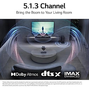 LG S80QR 5.1.3ch Sound bar with 4ch Rear Speakers, Bluetooth, Wi Fi,Center Up-Firing,Dolby Atmos DTS:X,Works with Airplay2, Spotify HiFi, Alexa, High-Res Audio, IMAX Enhanced,Synergy TV,Meridian,Black