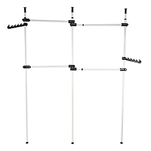 Estink Garment Rack, Portable Indoor Garment Hanger Tools Heavy-Duty Adjustable DIY Coat Hanger Clothes Wardrobe 3 Poles 4 Bars Home Hanging Rack