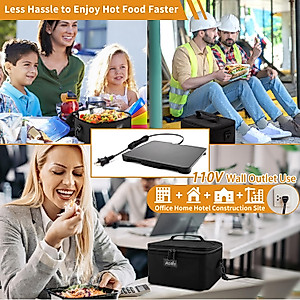 Aotto Portable Oven Personal Food Warmer - 110V Portable Mini Microwave Electric Heated Lunch Box for Work, Cooking and Reheating Meals in Office, Potlucks, Travel Hotel, Home Kitchen (Black)