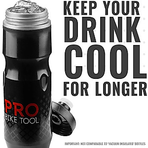 PRO BIKE TOOL 24oz Cycling Water Bottle - Easy Squeeze Sports Bottle - Fitness & Cycling Tumbler - Soft Silicone Mouthpiece & Fast Flow Valve - Ideal For Outdoor Activities - 680ml (Black)