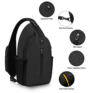 MAYLISACC Sling Backpack, Crossbody Sling Bag, Lightweight Shoulder backpack, Chest bag, Hiking Daybag for Biking, Cycling Walking （black）