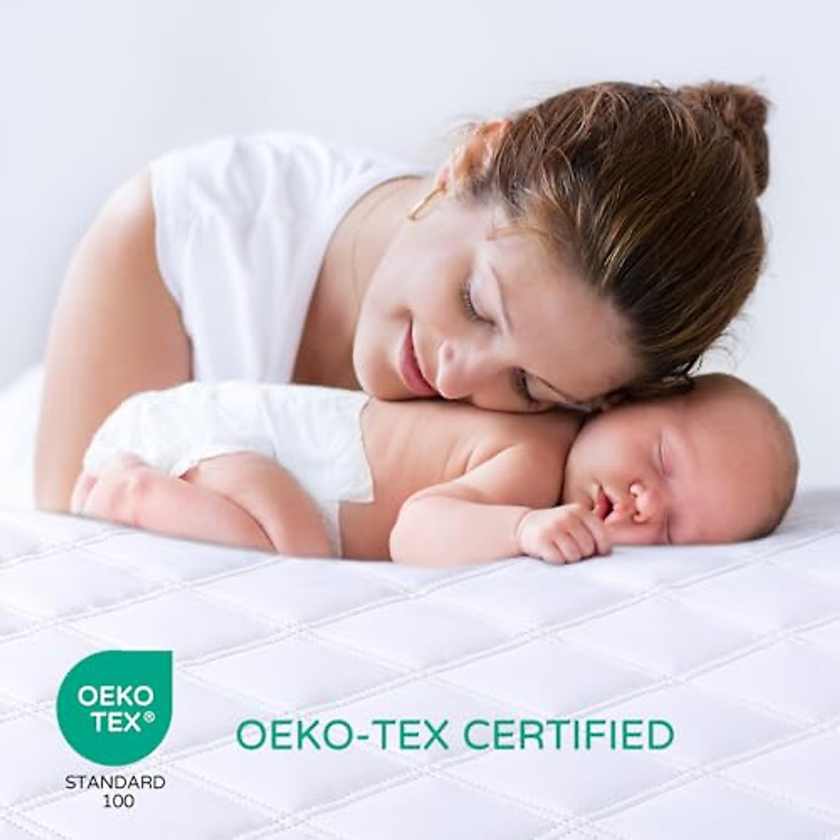 Yoofoss Waterproof Crib Mattress Protector, Quilted Fitted Crib Mattress Pad, Ultra Soft Breathable Toddler Mattress Protector Baby Crib Mattress Cover (52''x28'')