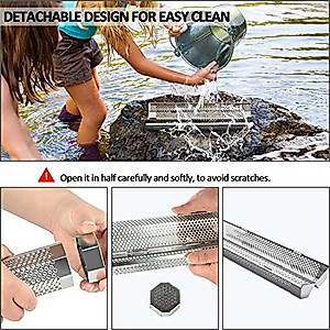 Smoke Tube, OTVAFAVA Upgraded Detachable 12'' Smoke Tube with Cap for Pellet Grill, Stainless Steel Hexagon BBQ Wood Pellet Smoker Tube for Any Grill or Smoker, Hot or Cold Smoking, Easy to Clean