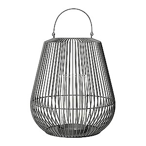 blomus NIDEA Decorative Lantern 18" x 21", Mourning Dove (Lt. Brown/Grey)