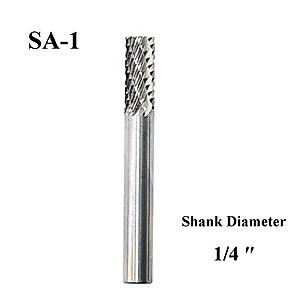 SA-1 Solid Tungsten Carbide Burr Rotary File Cylindrical Shape Double Cut for Die Grinder Drill Bits 1/4'' Inch Diameter of Shank and Cutter 5/8'' Inch Cutter Length