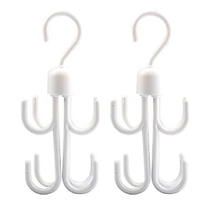 DEFUTAY Belt Hanger Scarf Tie Rack Holder Hook, 2 PCS Hangers for Closet,360 Degree Rotating Closet Clothes Hangers with 8 Claws for Hanging, Scarf,Hats, Towels,Bags, Shoes,Ties