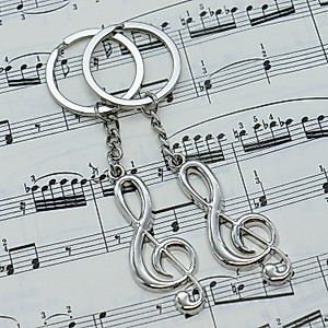 SenseYo 10 Pcs Musical Note Key Chain Metal Music Symbol G-Clef Key Ring Keychain Trinket