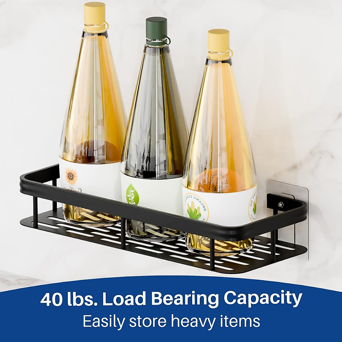 FERROFASIL Shower Caddy 2 Pack, Adhesive Shower Organizer for Bathroom Storage, Adhesive Shelves for Bathroom Organization, Large Shelf for Storage Kitchen Shower Bathroom and Cabinet Organization