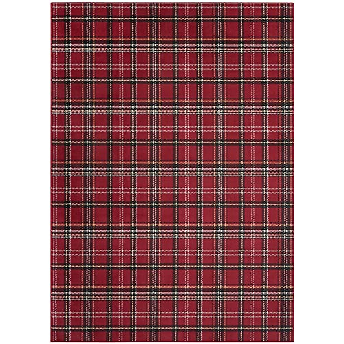 Nourison Grafix Red 7' x 10' Area Rug, Modern, Plaid, Bed Room, Living Room, Dining Room, Kitchen, Easy Clean, Non Shedding (7x10)