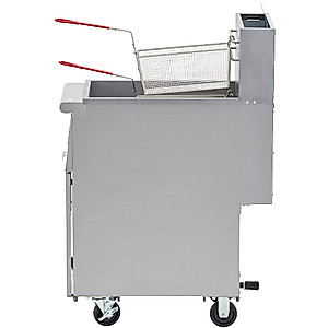 Iron Range IRF50 Commercial Gas Fryer, 50-Pound Capacity, 3-Tube Freestanding Fryer with Stainless Steel Tank, Cool Zone, ETL Certified, Includes 2 Fry Baskets & Caster Kit