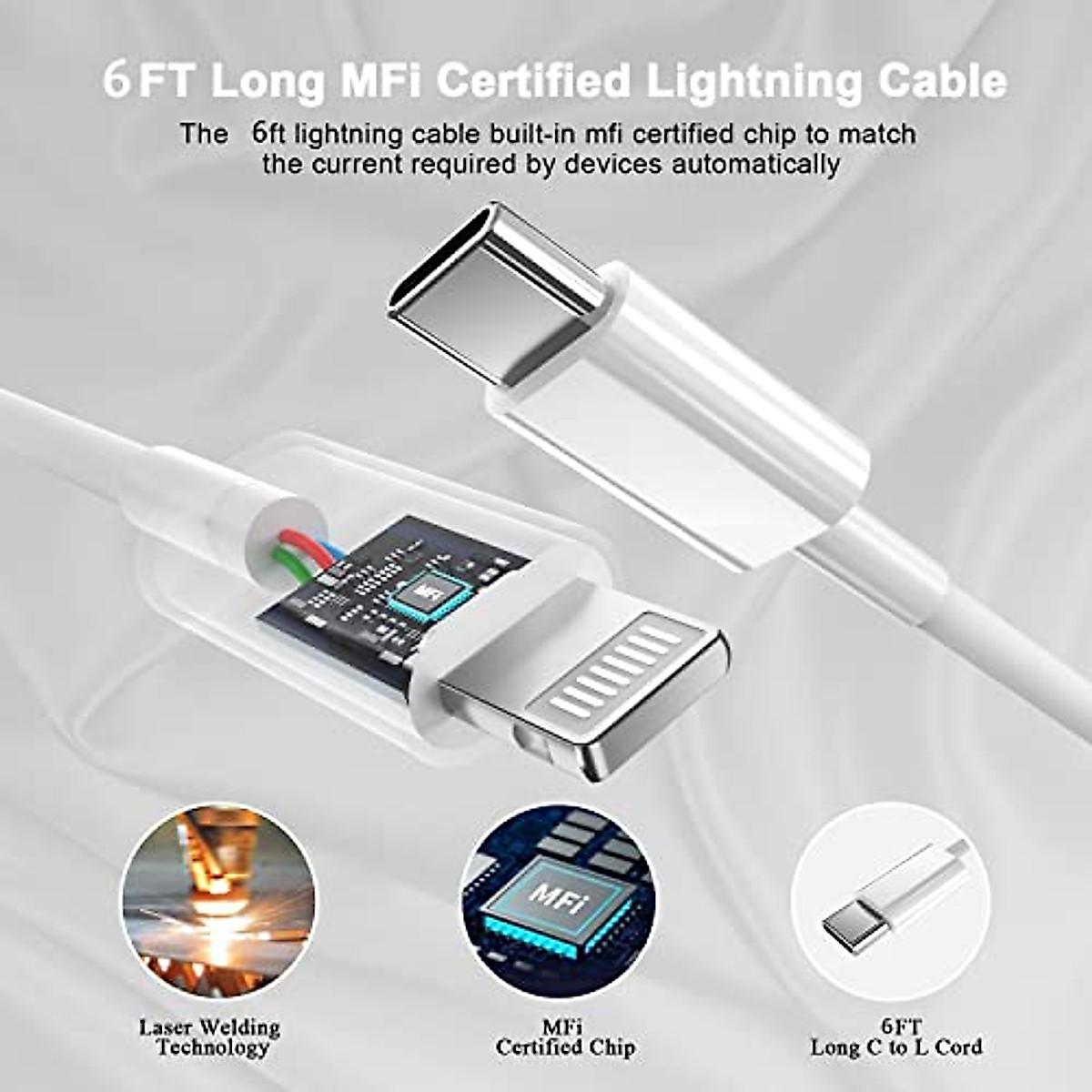 Lazerbuilt 10 FT iPhone 14 13 Charger Fast Charging, 3 Pack PD 20W USB C Fast Wall Charger Block with 3 Pack 10FT Long Type C to Lightning Cable Compatible for iPhone 14 13 12 11 Pro Max XS XR X 8