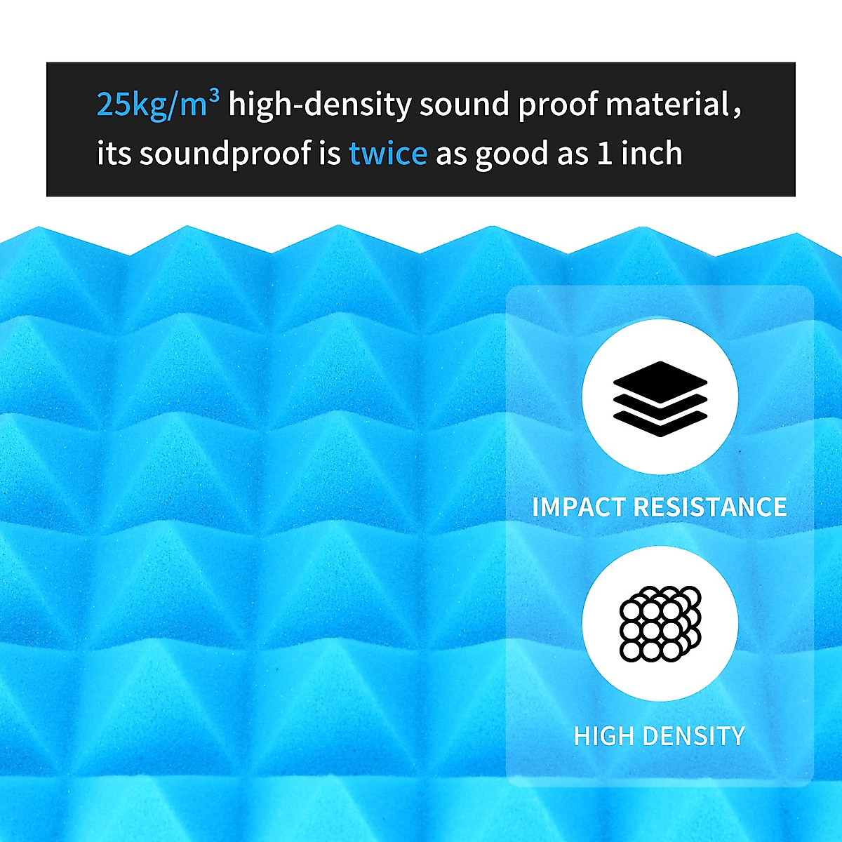 Musfunny Sound Proof Acoustic Foam Panels, 12 Pcs 2" x 12" x 12" Acoustic Panels Sound Absorbing Wall Panels for Studio Recording Office Home Studio (Blue)