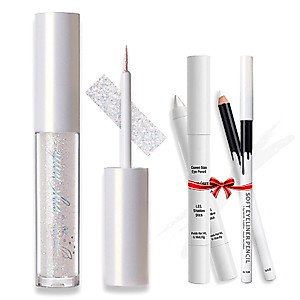 Erinde Liquid Glitter Eyeshadow, White Eyeshadow Stick, 12PCS White Eyeliner Pencil