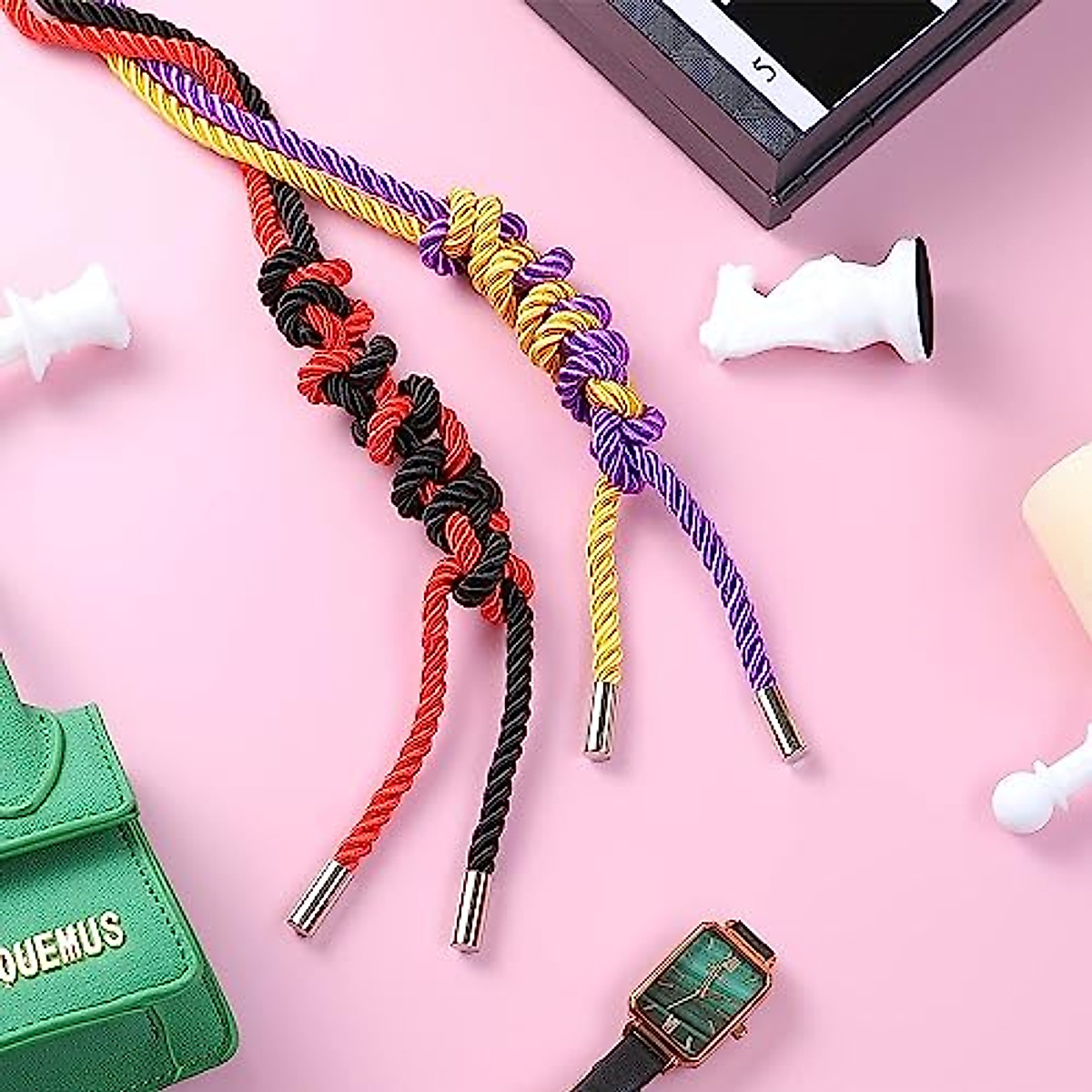 BAVIHOR Silk Rope Soft Rope, Skin Friendly Durable Long Rope, 32 Feet 8 mm Multipurpose Long Satin Braided Twisted Rope (3 Black)