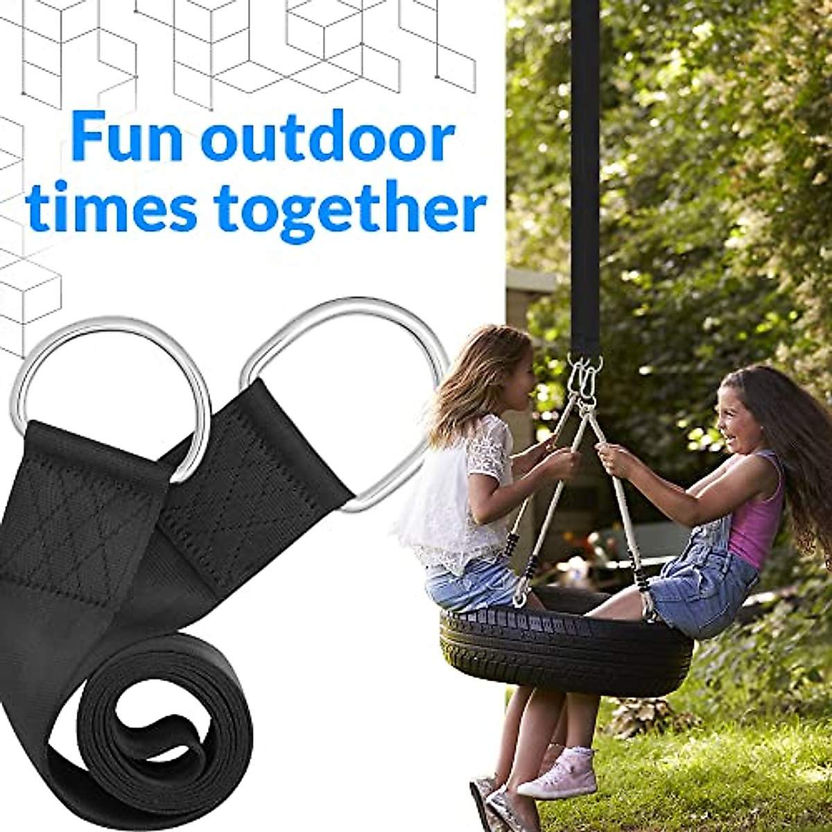 [New 2022] TECEUM Tree Swing Straps Hanging Kit (Set of 2) – 5 ft 8 ft 10 ft – Heavy-Duty Camping Hammock Strap (2,000 lb) – with Safety Lock Carabiners & Carry Bag – for All Swing Types – Outdoors