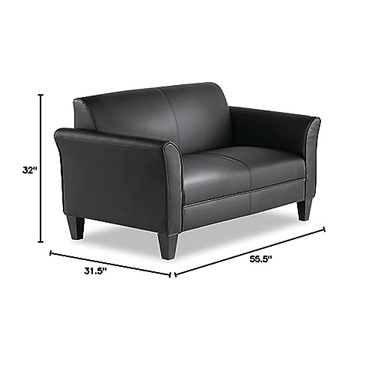 Alera ALERL22LS10B 55.5 in. x 31.5 in. x 33.07 in. Reception Lounge Furniture Loveseat - Black