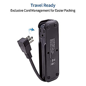 Small Power Strip with USB - NTONPOWER 2 Outlets 3 USB Portable Desktop Charging Station with 15 inches Wrapped Short Extension Cord, Compact Travel Power Strip for for Hotel, Cruise, Home and Office