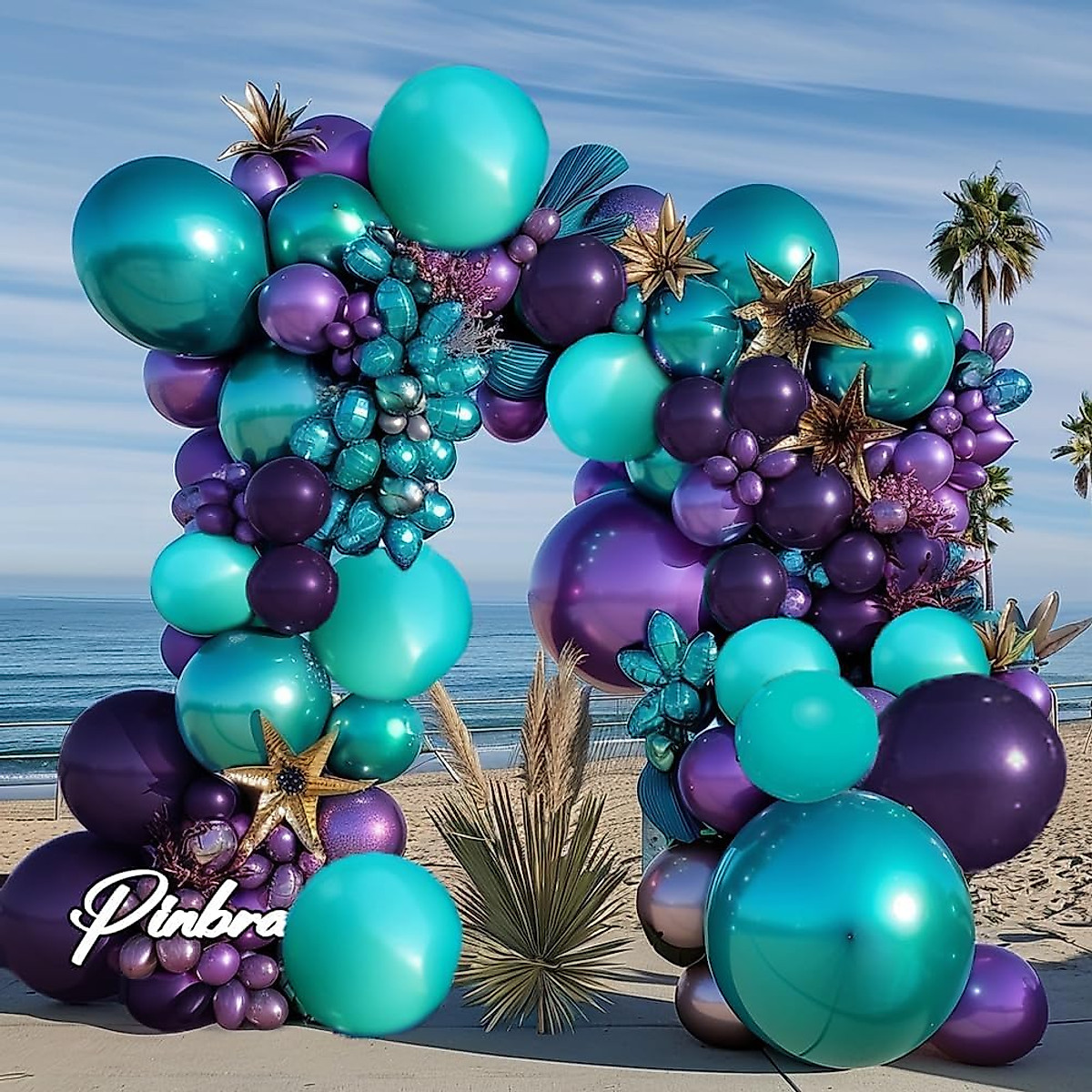 Purple Teal Balloon Garland Double Stuffed Dark Purple Blue Turquoise Green Metallic Latex Balloons Lavender Lilac Mermaid Balloon Arch Kit For Birthday Wedding Bridal Baby Shower Party Decoration