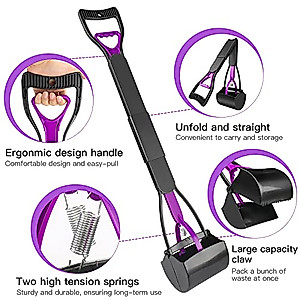 UPSKY 32'' Pooper Scooper for Large Small Dogs, Long Handle Dog Poop Scooper with Waste Bags, Durable Portable Dog Poop Pick Up Tool, Folding Poop Scoop for Yard, Grass, Dirt, Gravel