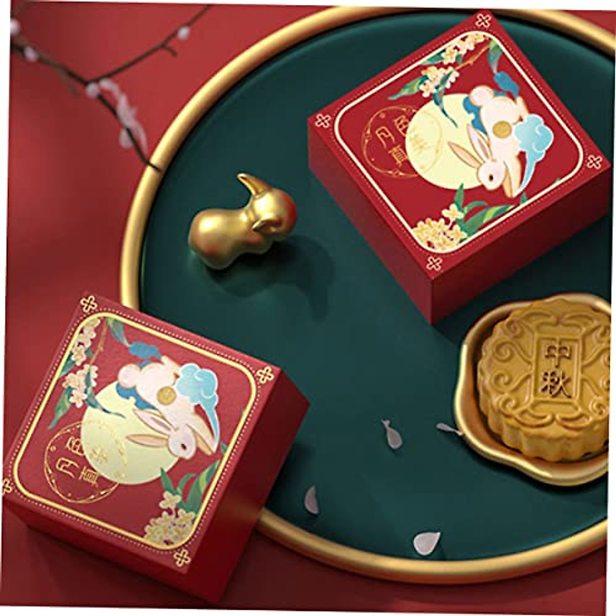 HEMOTON 1 Set Moon Cake Box Mini Paper Cups Cookie Containers Mini Cake Boxes Paper Cupcake Container Ornament Container Mooncake Packaging Box Festival Gift Holder Pastries Holder Box