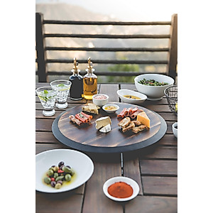 TOSCANA - a Picnic Time Brand Lazy Susan Tray Wooden Turntable Round Charcuterie Board, Cheese Serving Platter, (Fire Acacia Wood)