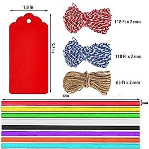 Nicunom 400 Pcs Colorful Gift Tags, 20 Colors Paper Tags with String, Blank Tags Hang Tags Treats Tags Price Tags Labels School Crafts Tags, Party Favor Tags for Wedding Christmas Birthday Holiday