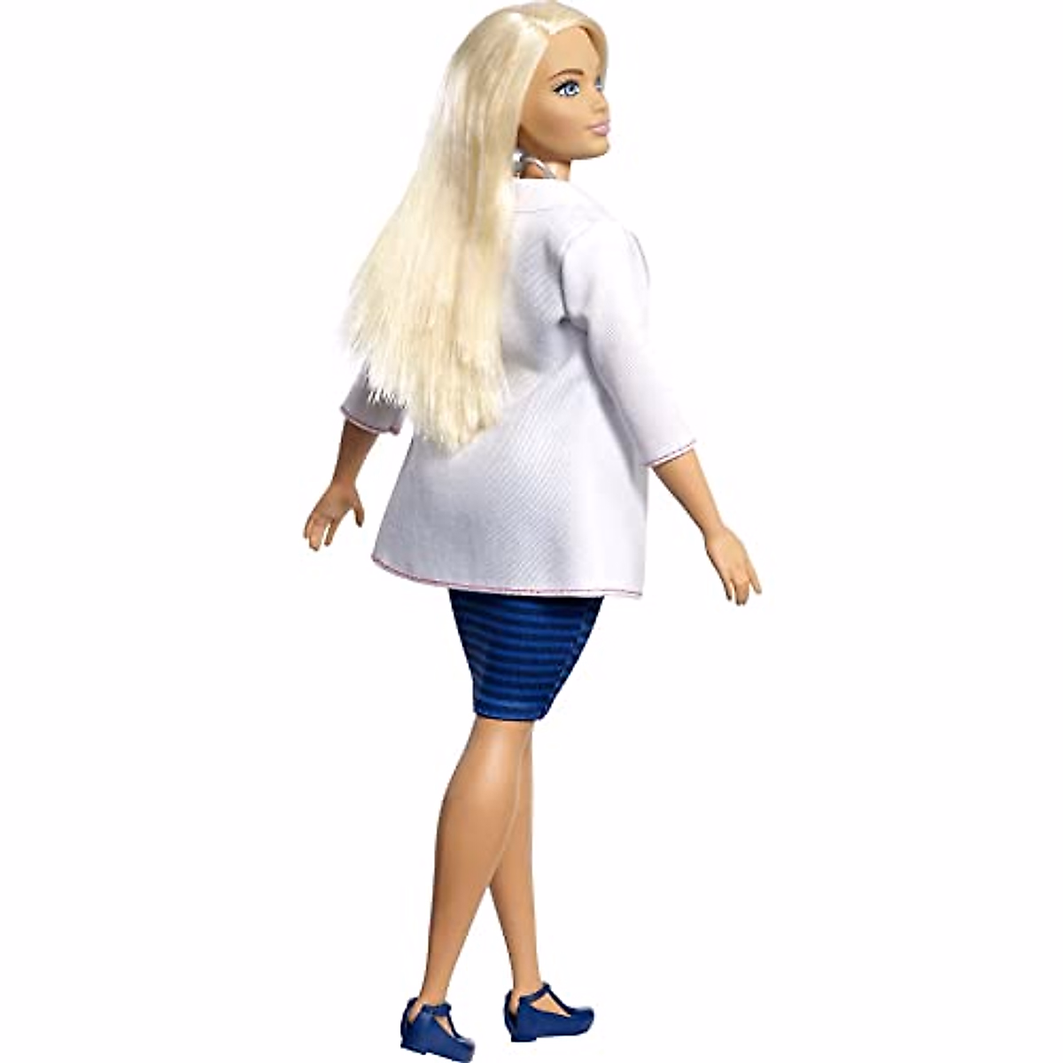 Barbie Doctor Doll, Curvy, Dressed in White Coat with Stethoscope and Blonde Hair, Gift for 3 to 7 Year Olds