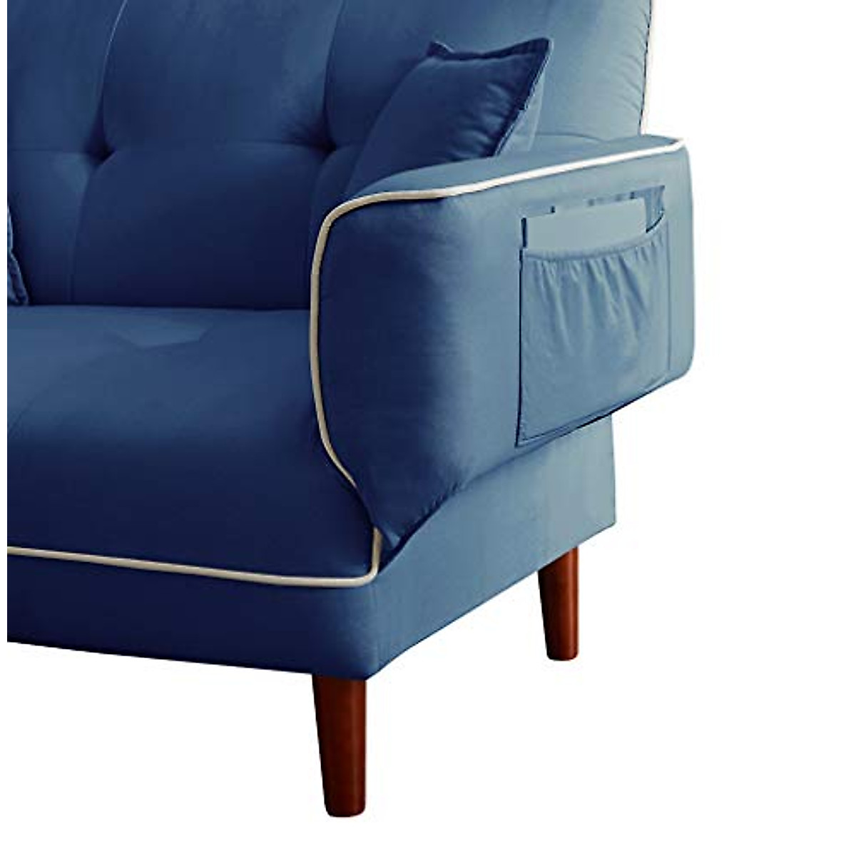 LTT Futon Sofa Bed, Couch Bed, Folding Sofa Bed Chair Dual Purpose Multi Functioning Relax Lounge Sofa Bed Sleeper with 2 Pillows Navy Blue Fabric