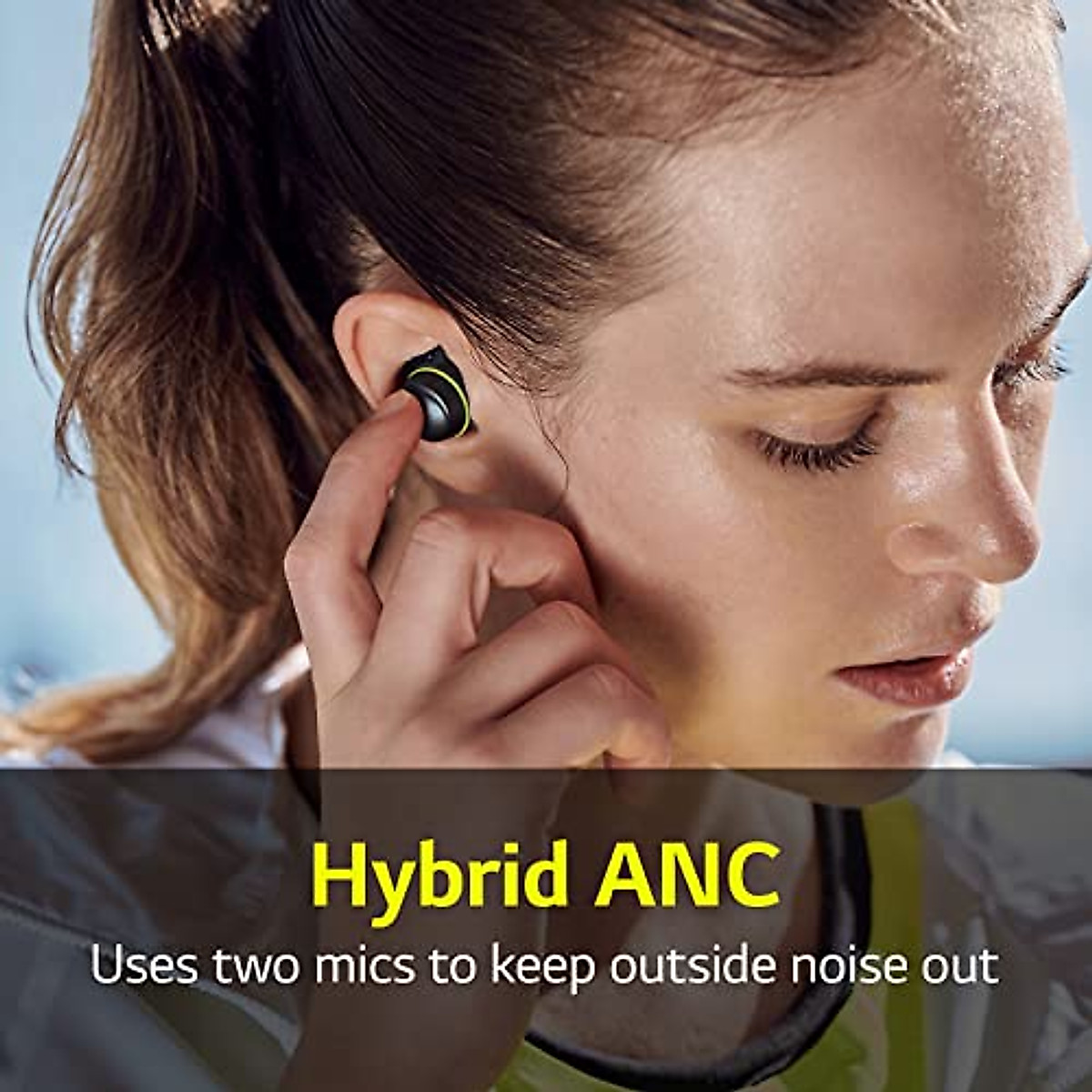 LG TONE Free True Wireless Bluetooth Sports Earbuds TF8 - with Uvnano Charging Case, IP67 Dust and Water Resistance, Black