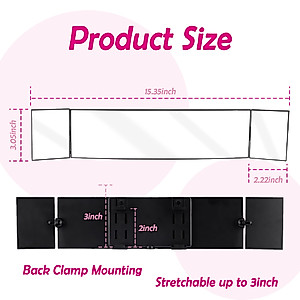 Car Rear View Mirror,15 Inch HD Triple Fold Panoramic Rear View Mirror Extender,Adjustable Wide Angle Car Mirror,Universal Car Interior Accessories for Car Truck SUV Vans