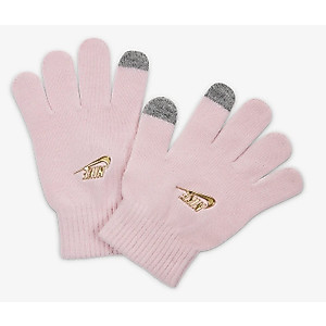 Nike Big Kids' Girls White/Gray Beanie and Gloves Set