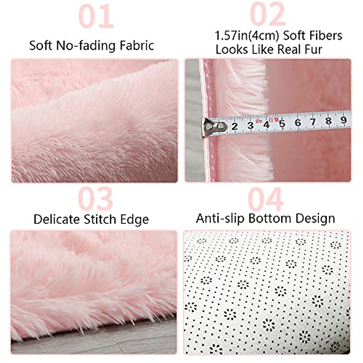 Soft Fluffy Furry Throw Rugs for Bedroom, Machine Washable Bedroom Rugs Cute Girls Room Decor, Non-Slip Throw Carpet Area Rug for Living Room, Nursery Decor,1.6x2.6Feet,Gray