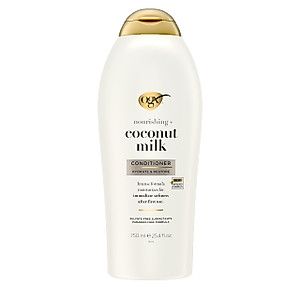 OGX Nourishing + Coconut Milk Conditioner, Hydrating & Restoring Conditioner Moisturizes for Soft Hair After the First Use, Paraben-Free, Sulfate-Free Surfactants, 25.4 fl. oz