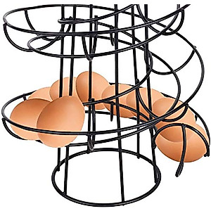 WElinks Iron Egg Holder Stand, Spiral Design Egg Storage Shelf, Spiraling Dispenser Rack, Save Space Storage Display Rack, Kitchen Egg Storage Holder, Spiral Egg Basket (Black)
