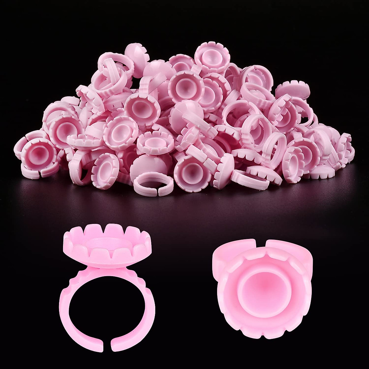 Glue Rings for Eyelash Extensions 100PCS Glue Rings MEKK Eyelash Extension Glue Rings Lash Extension Supplies Lash Glue Rings Disposable Lash Extension Supplies(Pink)