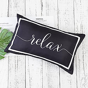 ONWAY Outdoor Waterproof Throw Pillow Covers 12x20 Set of 2 Black and White Pillows Relax Decorations for Patio Furniture Garden Couch Tent Balcony