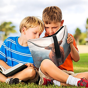 PYBUG Highland Cow Trading Card Binder with Nylon Strap 4-Pocket Waterproof PU Leather Card Collection Binder for 400 Cards Sturdy Card Holder Folders for Game Cards,Sports Cards