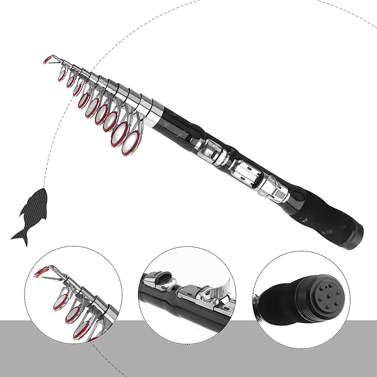 Fishing Rod Telescopic Fishing Combo Portable Fishing Poles Pocket Telescoping Rod for Adults Kids Outdoor Sport Travel Freshwater Saltwater Fishing (4.92)