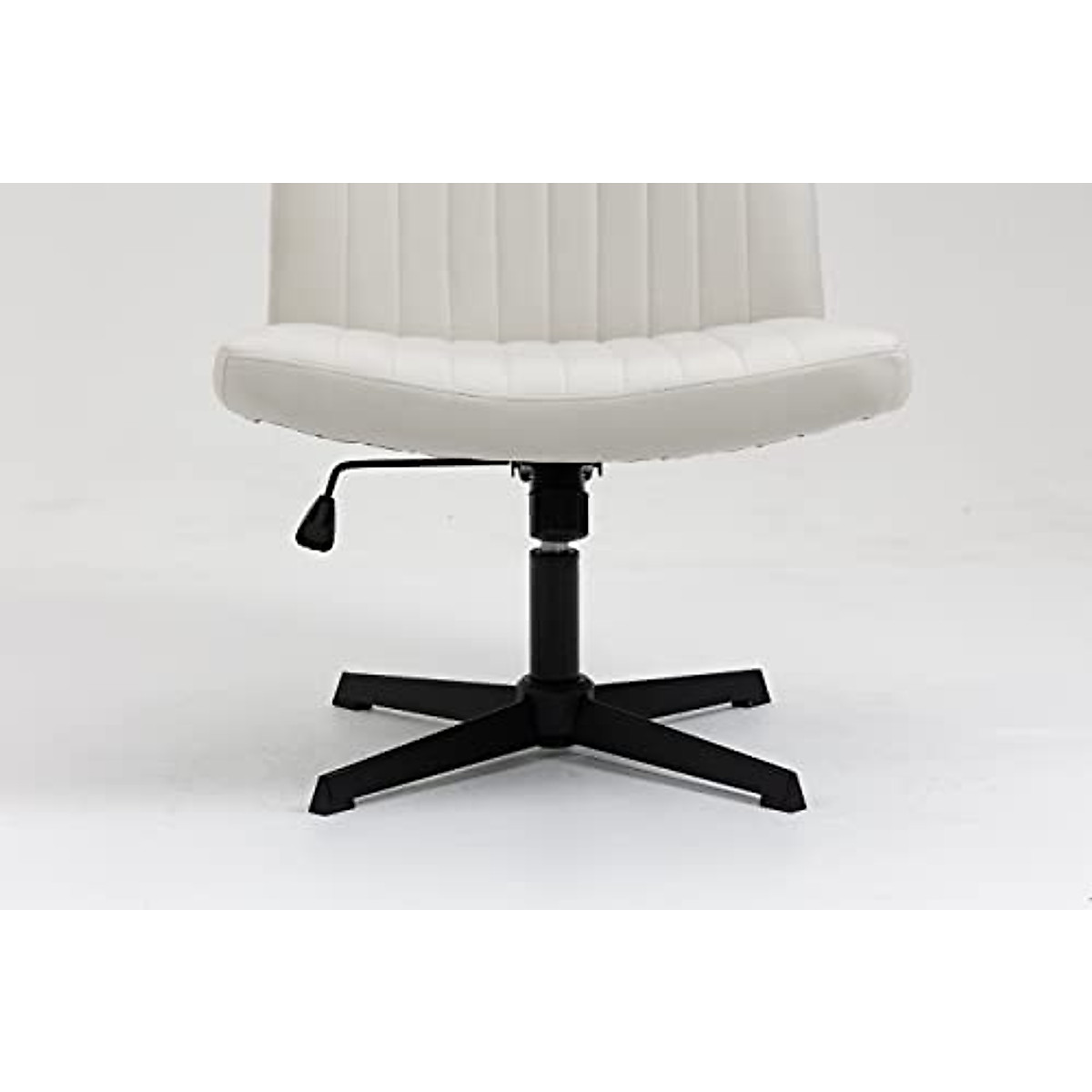 pouseayar Desk Chair No Wheels, Armless Morden Style Office Chair Adjustable Handle with PU Leather and Soft Backrest for Home, Living Room, Office, Reading Room - White
