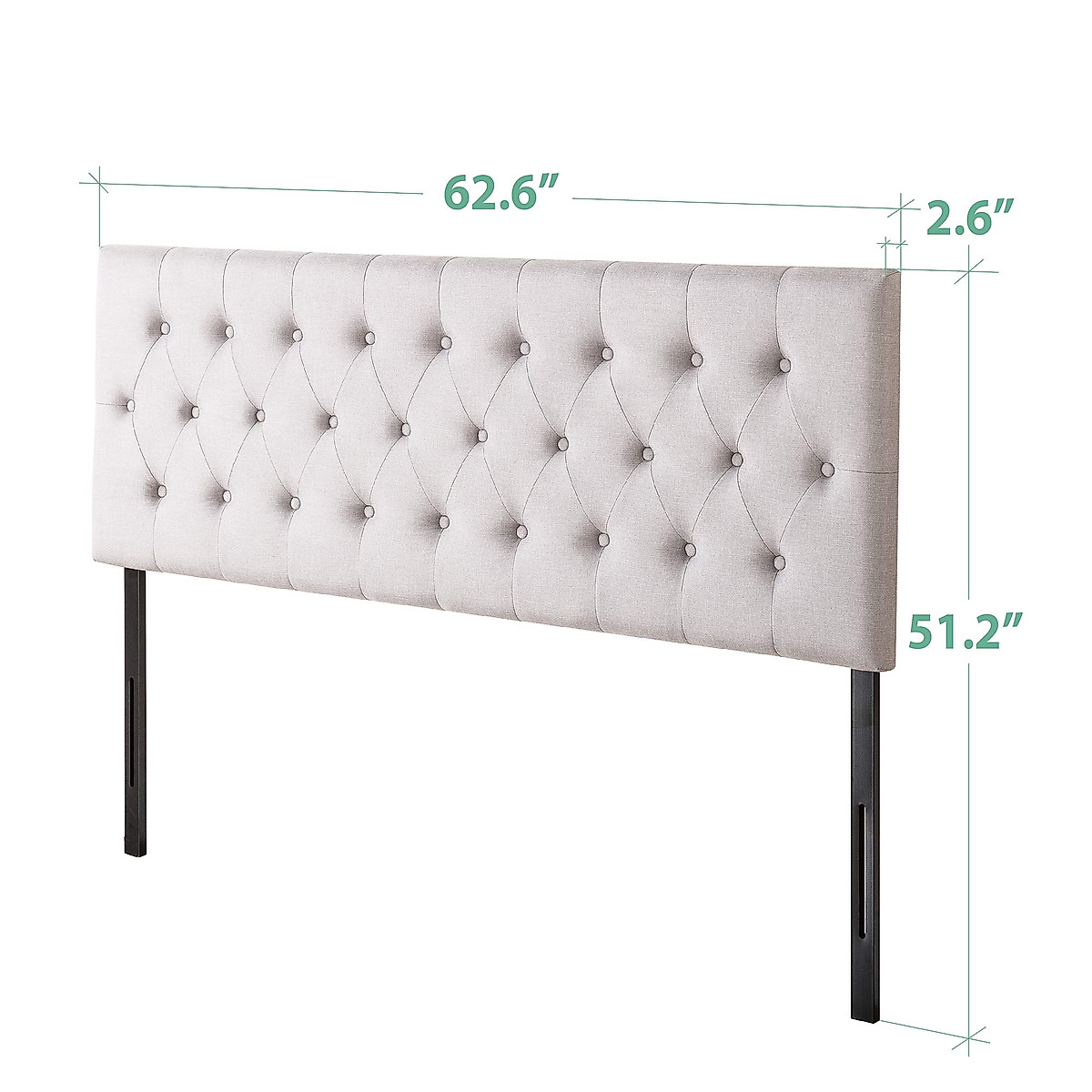 ZINUS Trina Upholstered Headboard / Button Tufted Upholstery / Adjustable Height / Easy Assembly, Light Grey, Queen