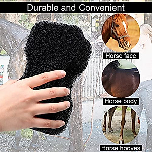 Eaasty 3 Pcs Horse Groomer Scrubber Massager Horse Grooming Kit Horse Grooming Supplies Large Horse Sponge Soft Horse Care Sponge for Horse Cleaning Washing Bathing, Black, 4.33 x 7.87 x 2.56 Inch