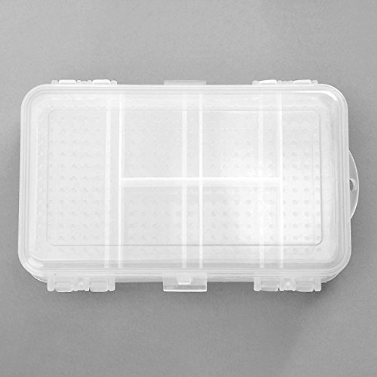 MUXSAM Double Sided Storage Organizer Container with Dividers, 1-Pack Jewelry Box Case 5.6x3.3in for Craft Beads Makeup Rings Earrings Necklace Fishing Tackles Screws (Plastic Front 4 + Back 6 Grids)