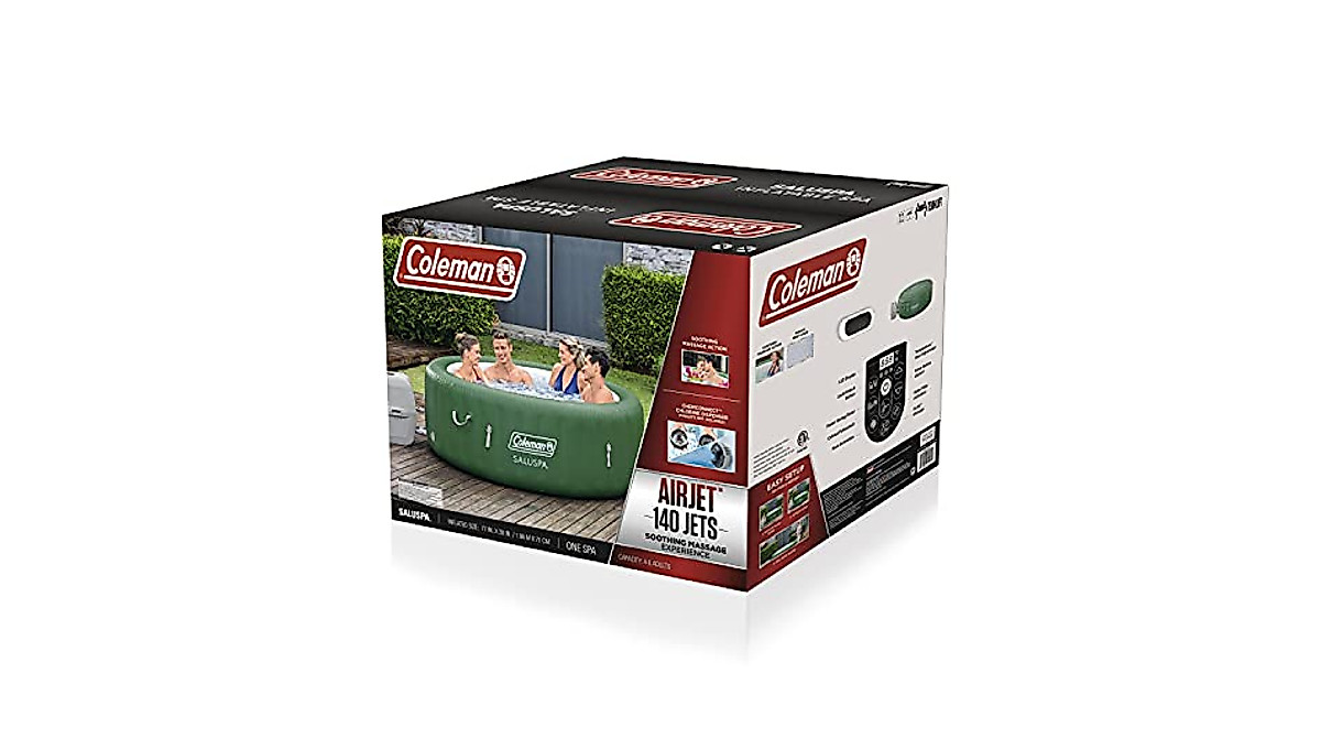 Coleman SaluSpa Inflatable Hot Tub | Portable 4-Person Spa with 140 Jets