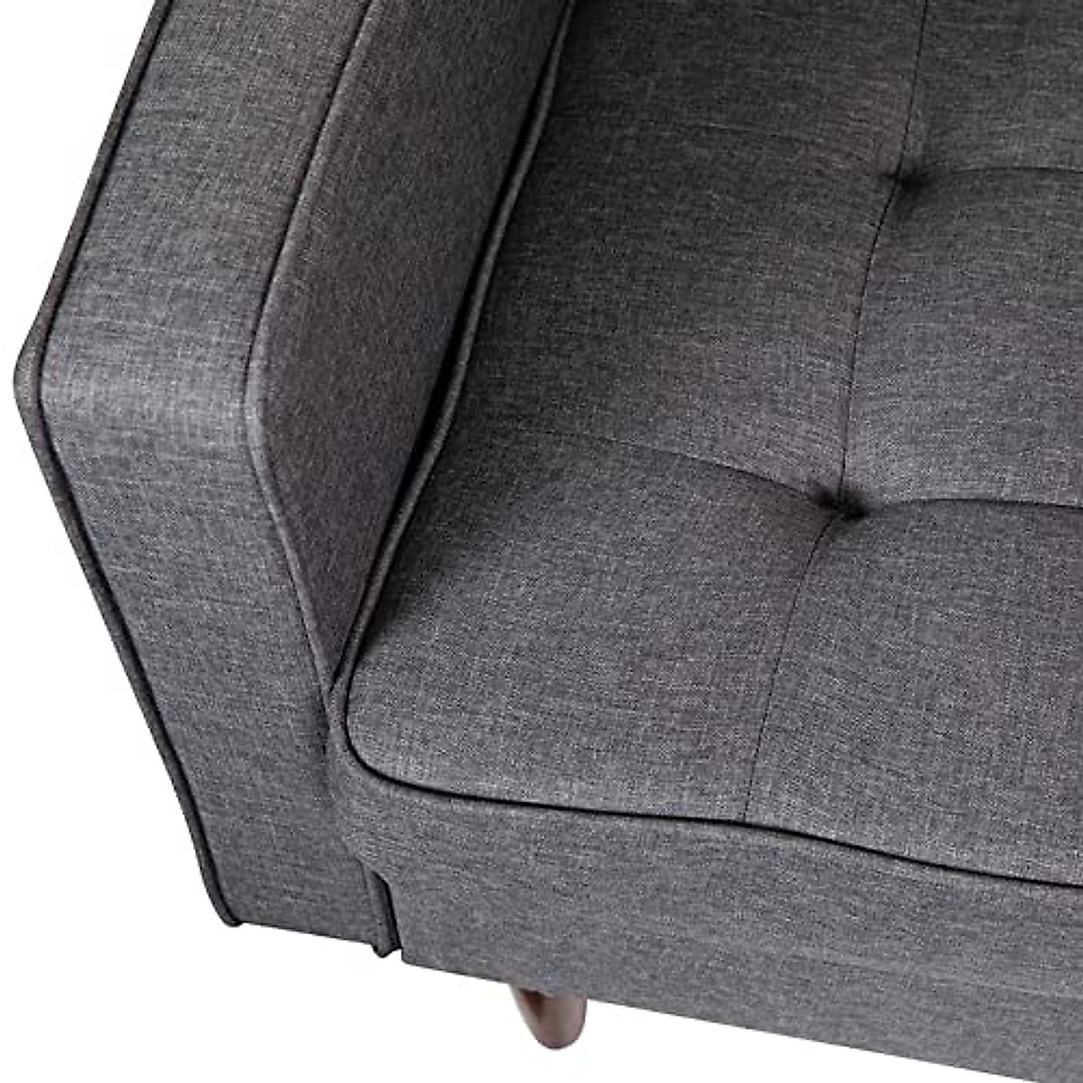 Flash Furniture Hudson Mid-Century Modern Commercial Grade Armchair with Tufted Faux Linen Upholstery & Solid Wood Legs, Set of 1, Dark Gray