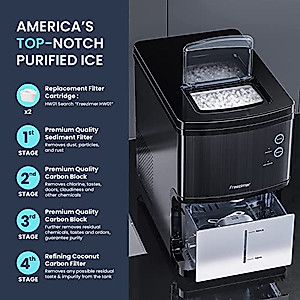 Nugget Ice Maker, Freezimer Ice Maker Countertop Machine with WiFi Connectivity, Sonic Ice Maker Machine 40lbs per Day, Portable Self-Cleaning Sonic Ice Maker for Smart Home/Kitchen/Office